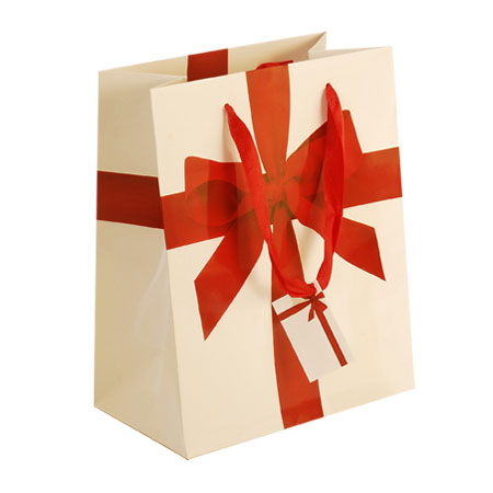 GIP06LG - Large Red Ribbon Gloss Laminated Paper Bags